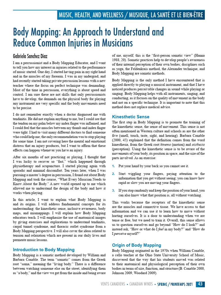 Body Mapping for Musicians' Health | PDF | Thumb | Hand
