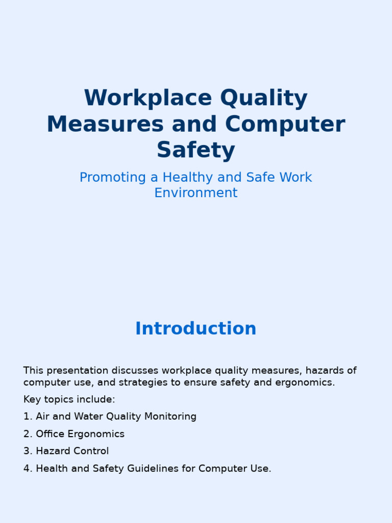 Workplace Quality and Computer Safety | PDF | Human Factors And ...
