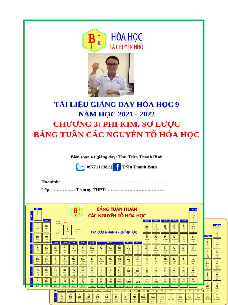 2021 - 2022. 9. CD3. Phi Kim. So Luoc BTH Cac Nguyen To HH. TTB - Dap An Chi Tiet | PDF