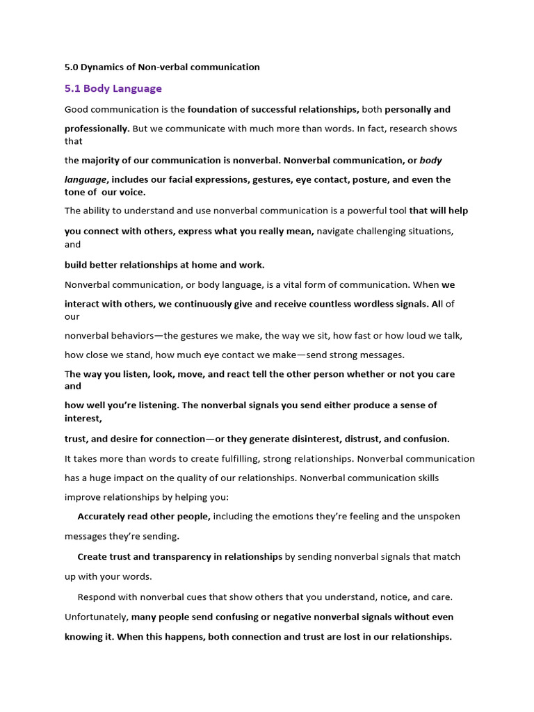 Nonverbal Communication | PDF | Nonverbal Communication | Body Language