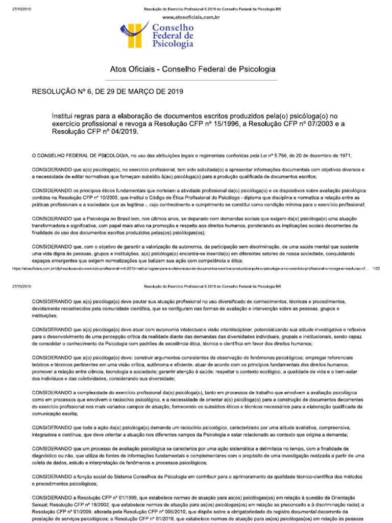 Resolucao CFP 006_2019 | PDF