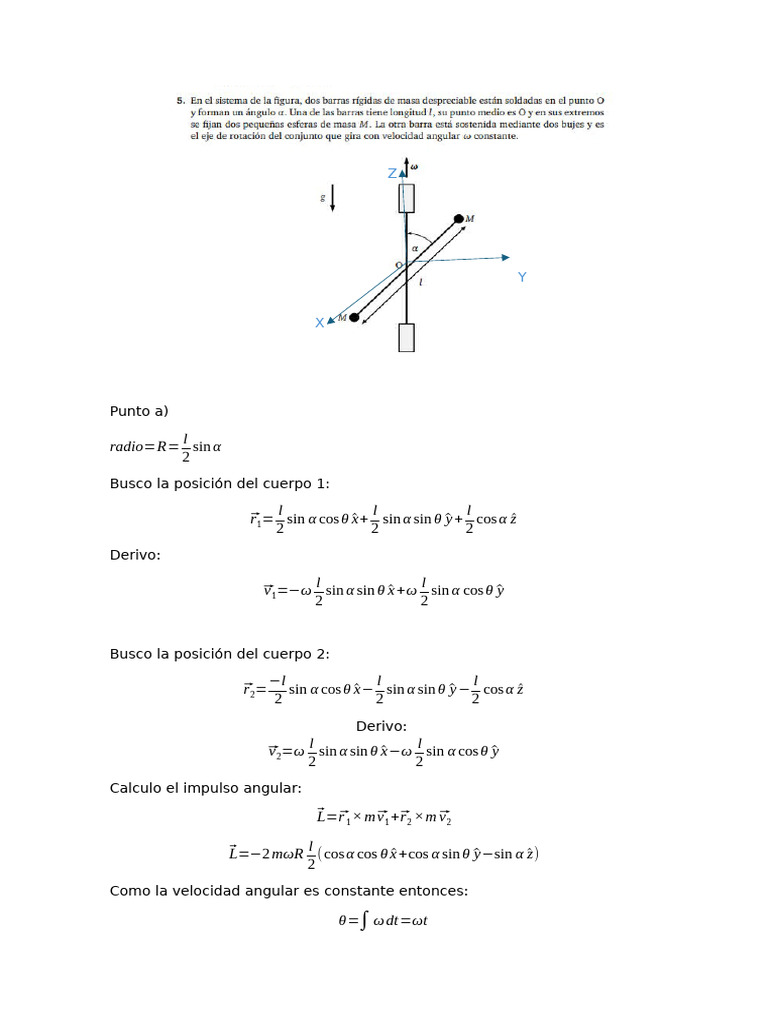 Ejercicio 5 Guia Momento Angular Bruno Krupiczer | PDF | Física | Tasas temporales