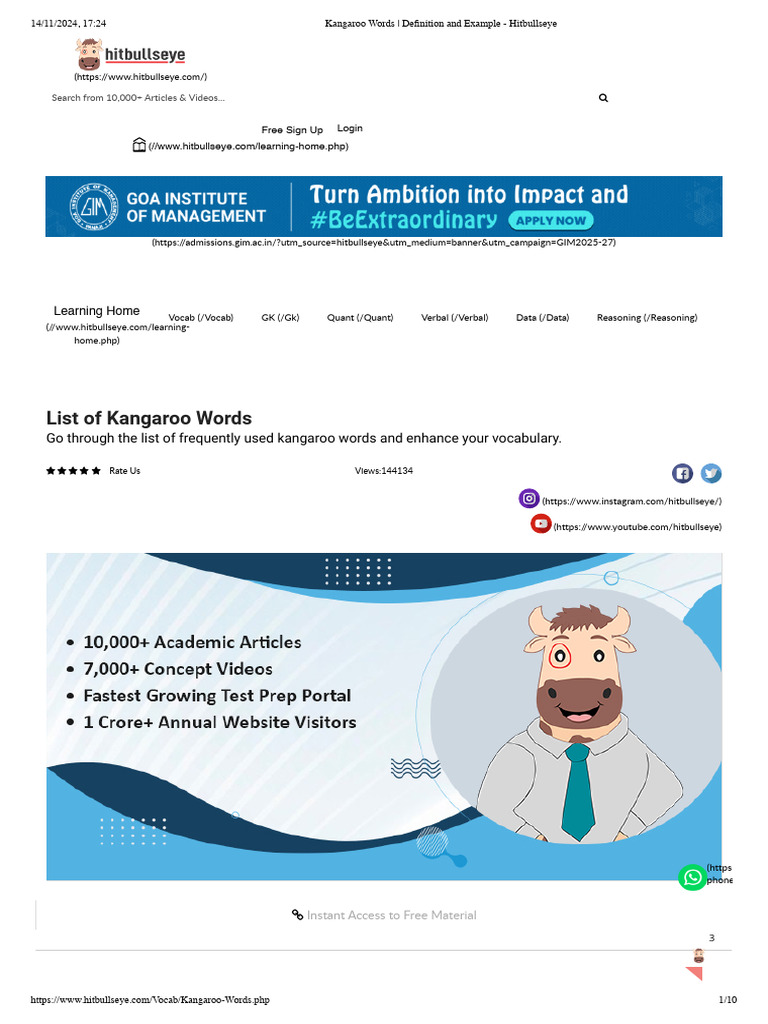 Kangaroo Words - Definition and Example - Hitbullseye | PDF | Noun | Adverb