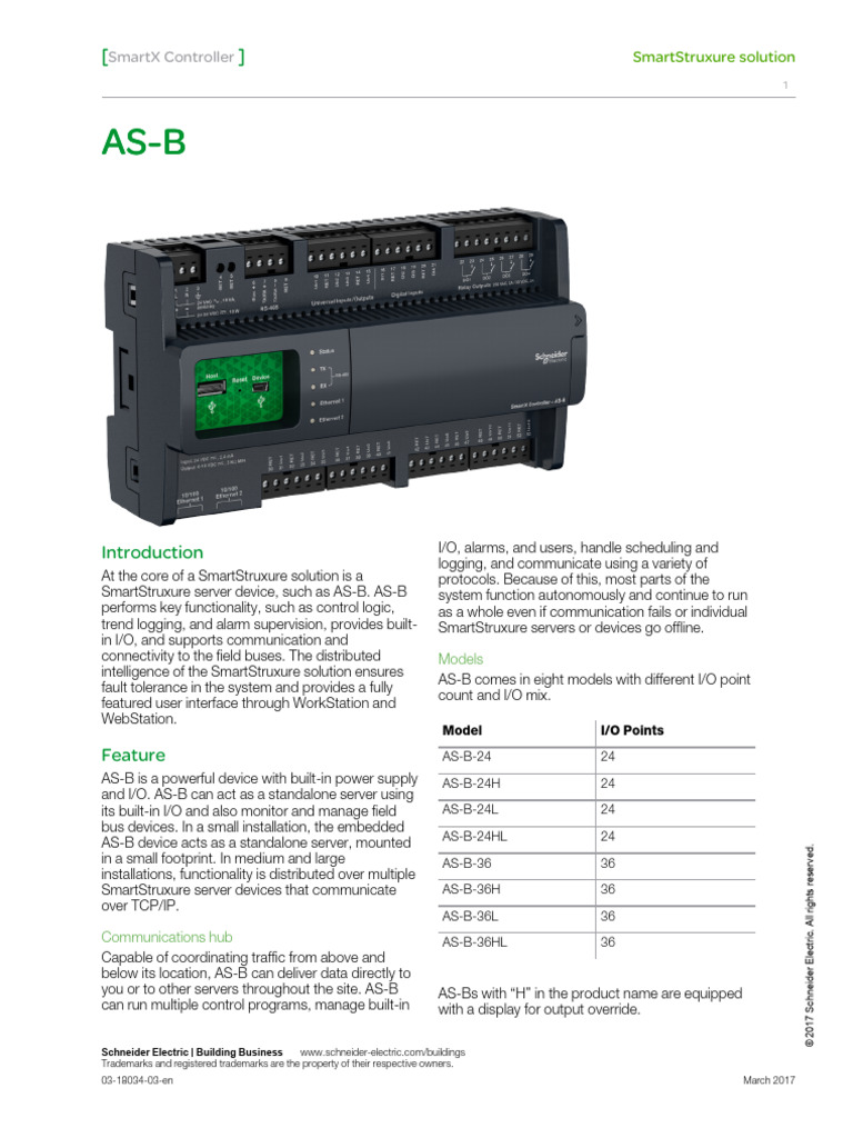 SmartStruxure AS-B Controller Overview | PDF | Port (Computer ...