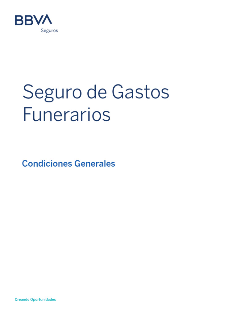 Condiciones del Seguro de Gastos Funerarios | PDF | Póliza de seguros ...