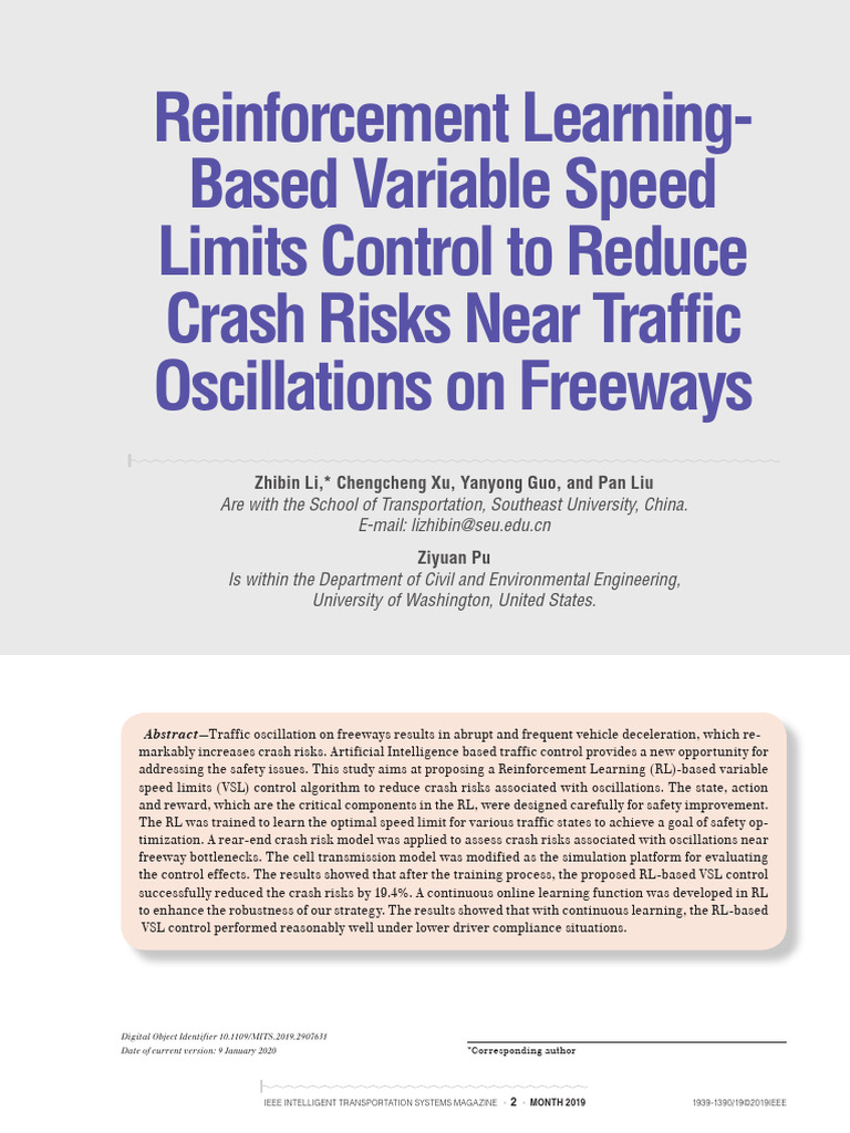 2020-Reinforcement Learning-Based Variable Speed Limits Control to Reduce Crash Risks near ...