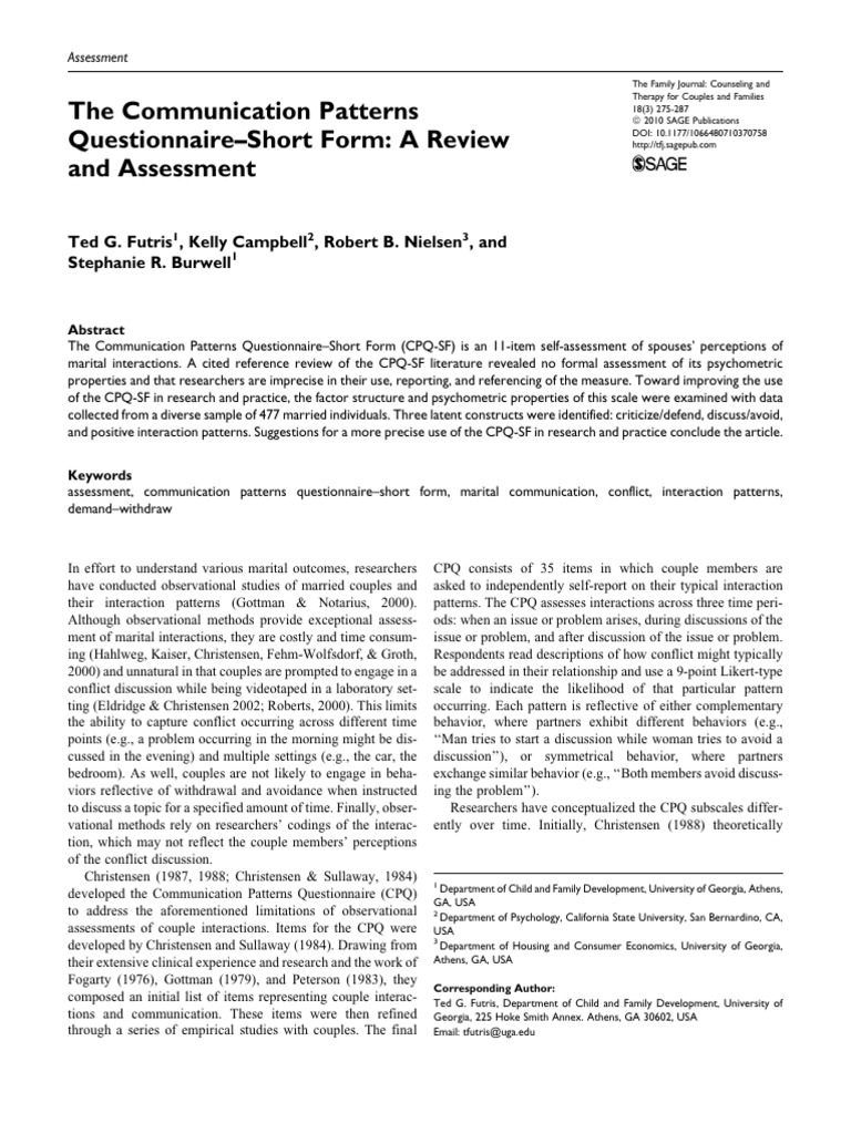 The commucation patterns questionnaire | PDF | Communication | Self ...