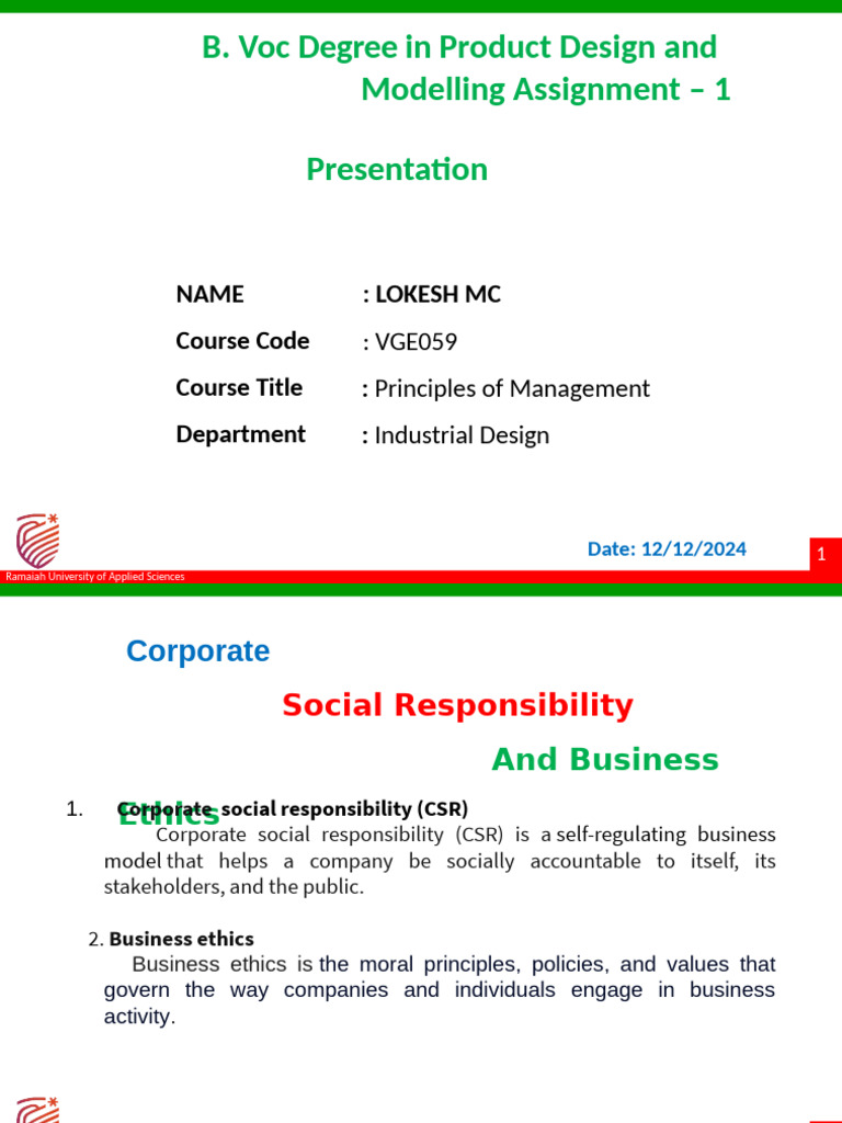 Assignment Principle of Management | PDF | Corporate Social ...