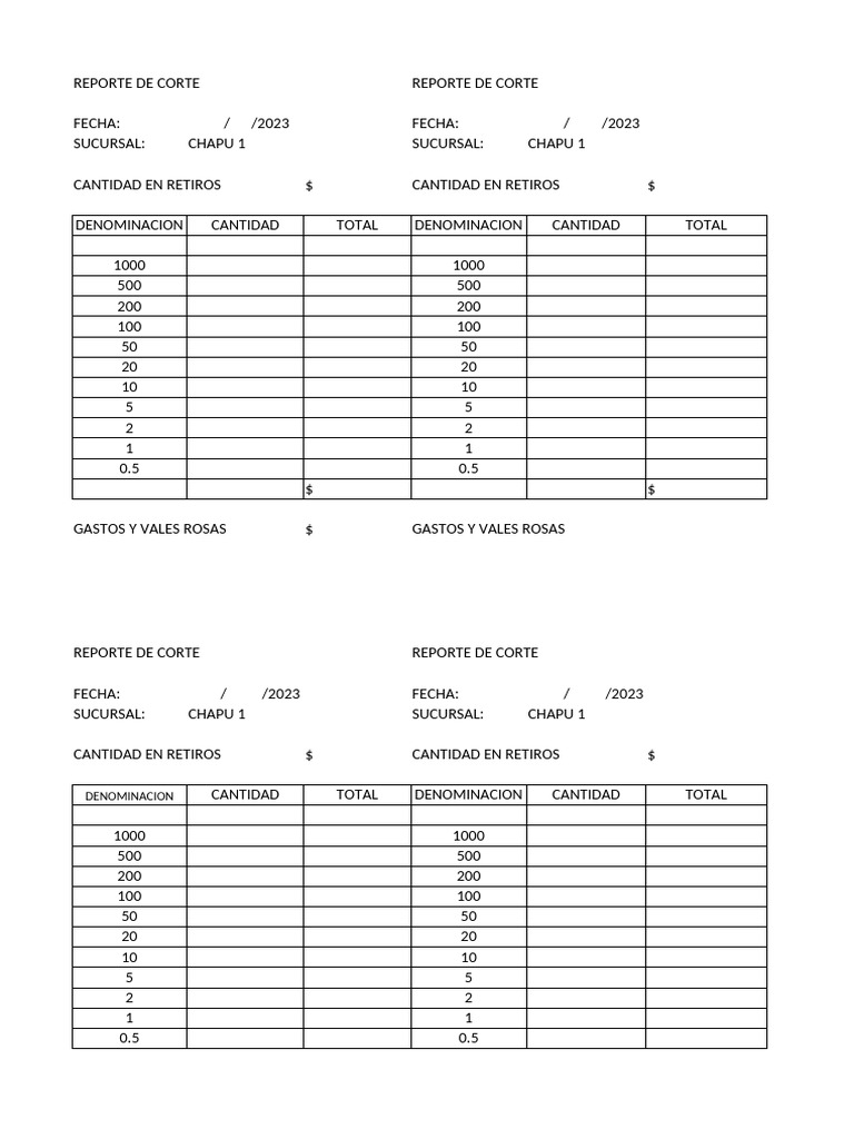 Desglose Efectivo Corte 23 Chapu3 | PDF