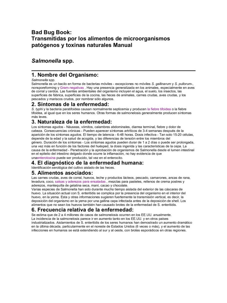 Bad Bug Book | PDF | Diarrea | Salmonela