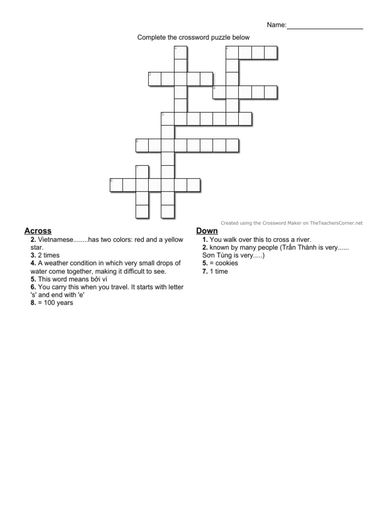 Homework 1 - vocab - crossword | PDF