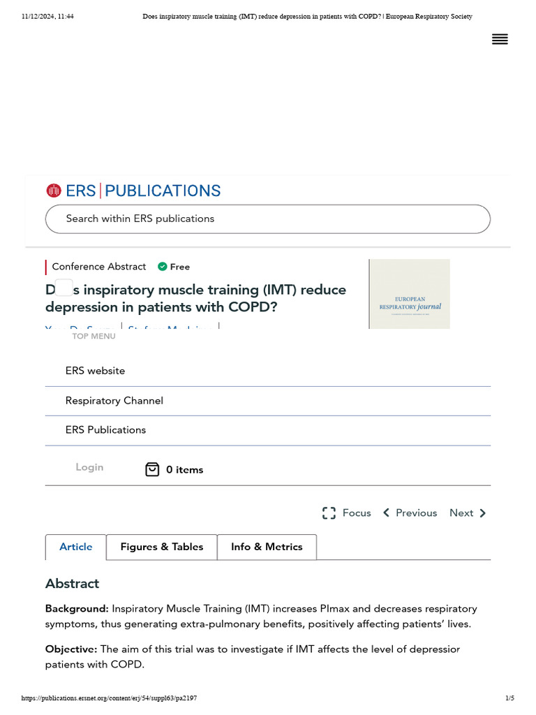 Does Inspiratory Muscle Training (IMT) Reduce Depression in Patients ...
