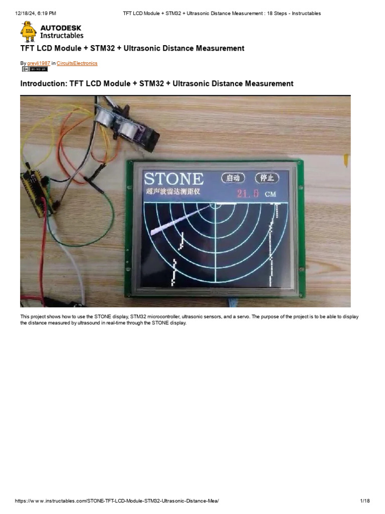 TFT LCD Module + STM32 + Ultrasonic Distance Measurement - 18 Steps - Instructables | PDF ...