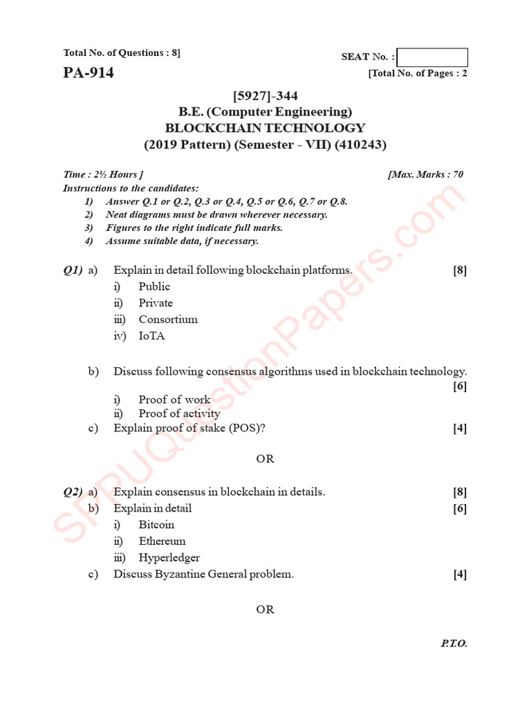 Be Computer Engineering Semester 7 2022 November Blockchain Technology ...