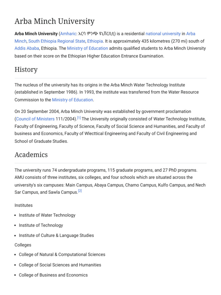 Arba Minch University Overview | PDF | Academia | Educational Stages