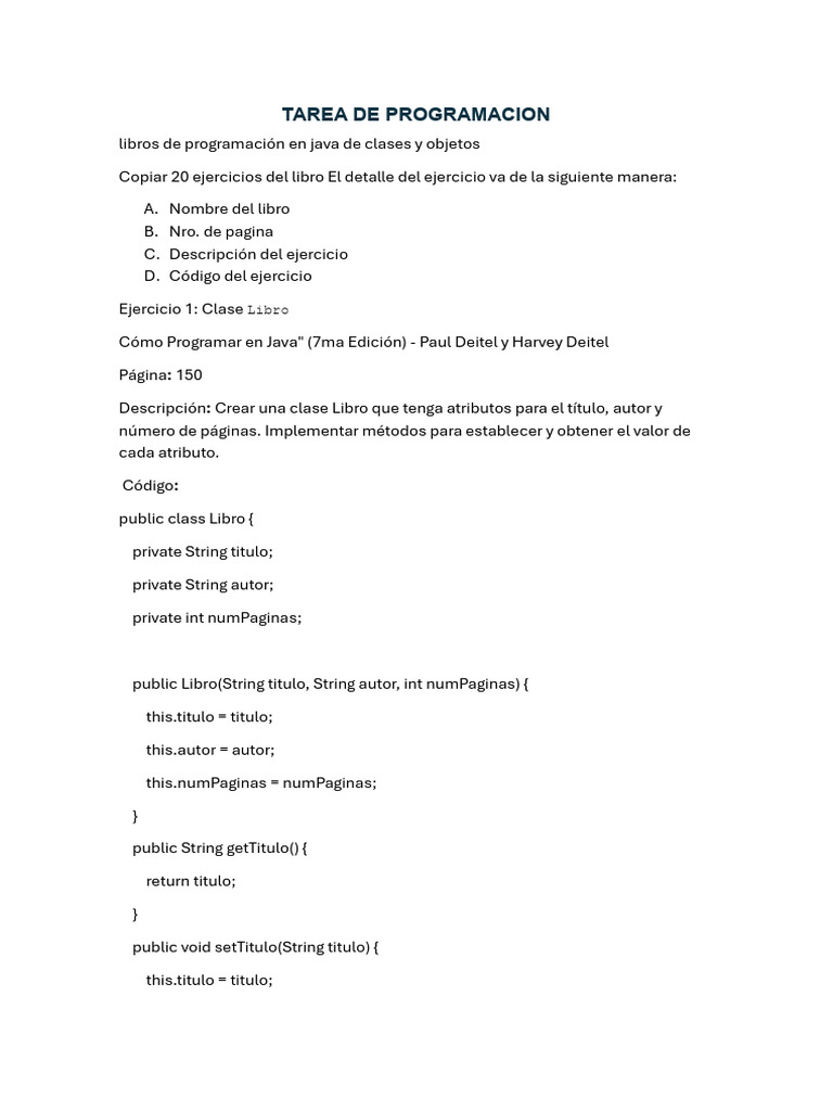 Tarea de Programacion | PDF | Java (lenguaje de programación) | Informática