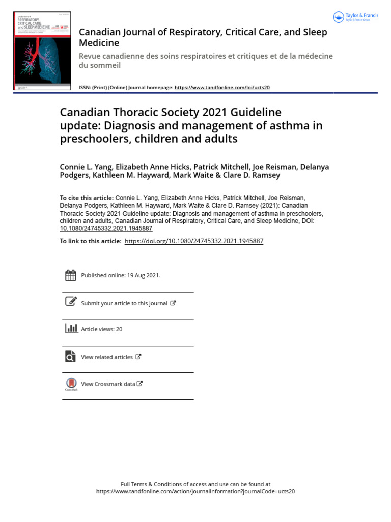 CTS 2021 Guideline Update - Diagnosis and Management of Asthma | PDF ...
