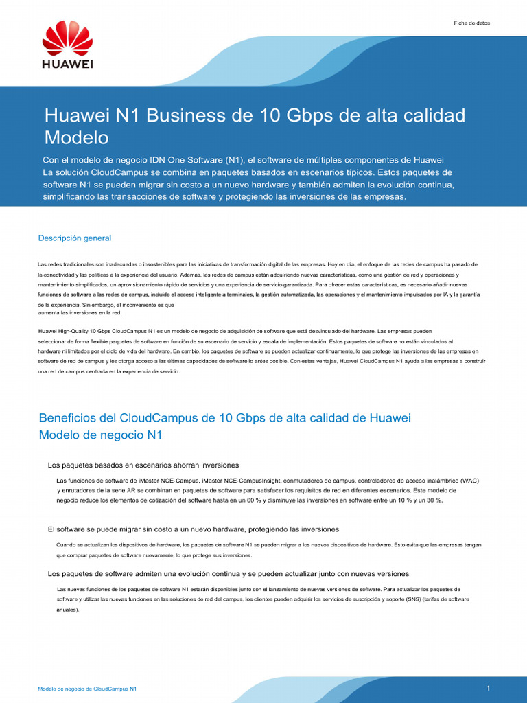 Huawei High-Quality 10 Gbps CloudCampus N1 Business Model Datasheet | PDF | Software | Punto de ...