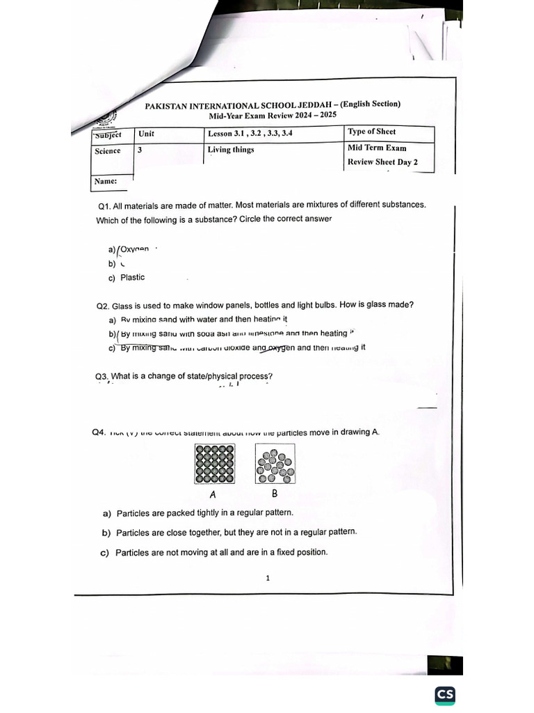 Science Review Sheet 2 and 3 Unsolved | PDF