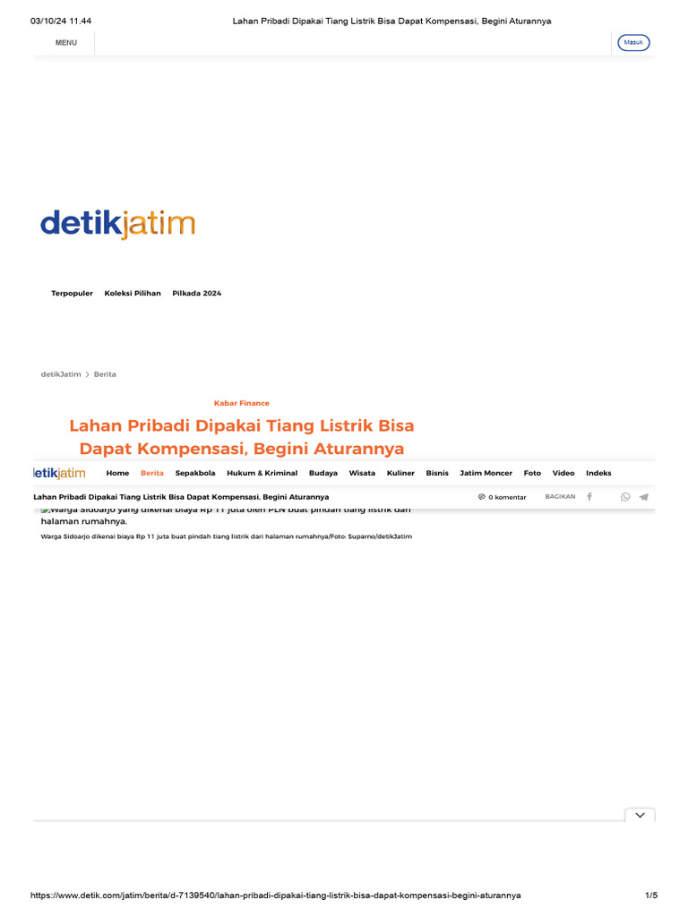 Lahan Pribadi Dipakai Tiang Listrik Bisa Dapat Kompensasi, Begini Aturannya | PDF
