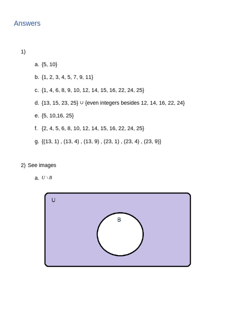 Set Theory & Functions Solutions | PDF | Set (Mathematics) | Function (Mathematics)