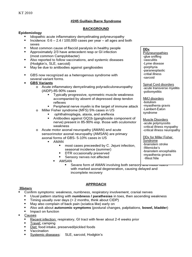 GBS | PDF | Nervous System | Medicine