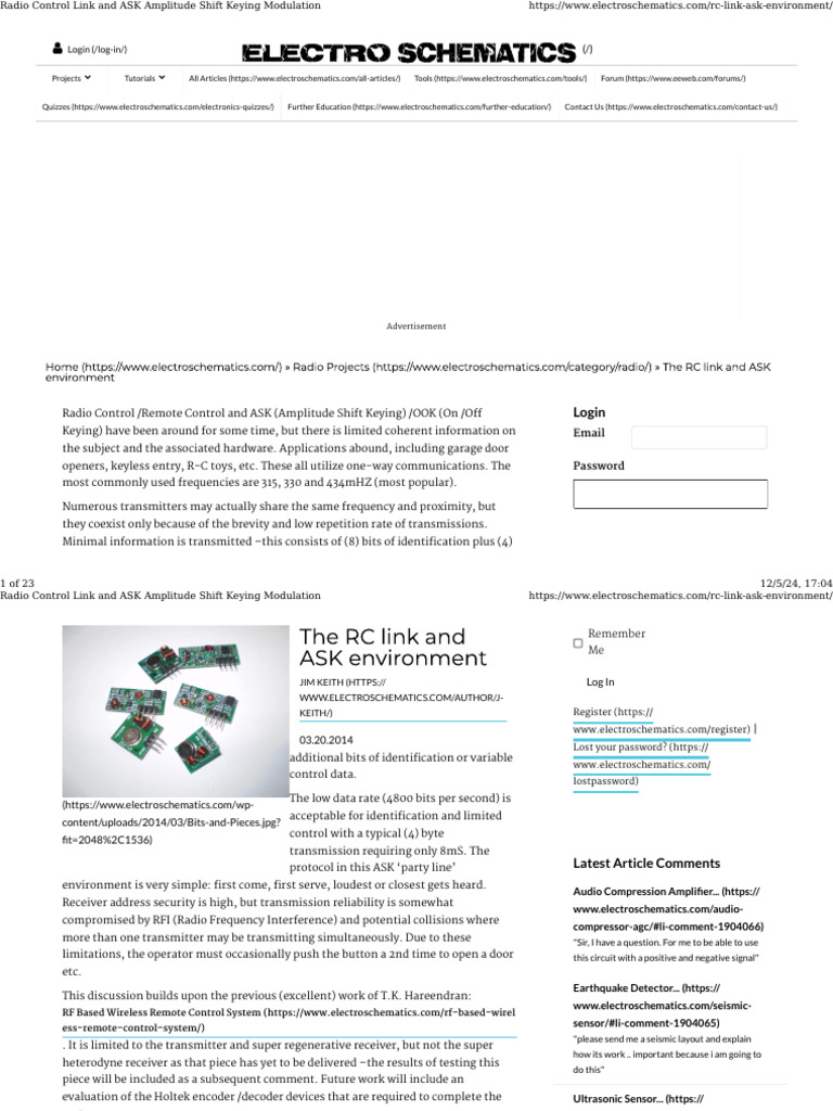 Radio Control Link and ASK Amplitude Shift Keying Modulation | PDF ...