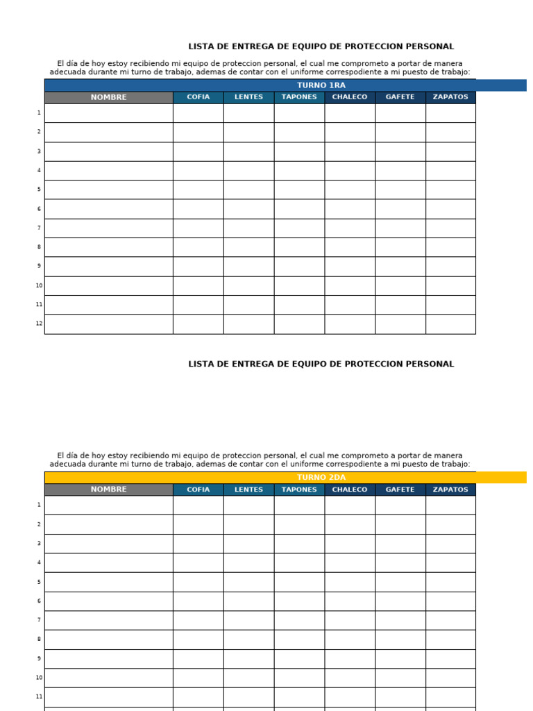 Formato - Vale Entrega de EPP y Uniformes | PDF