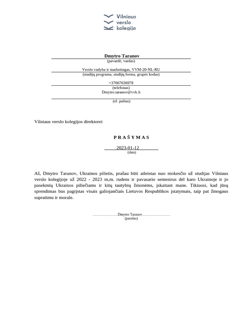 Prasymo Blankas | PDF