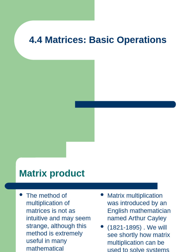 7 - 7-1 - Matrices - Basic Operations | PDF | Matrix (Mathematics) | Abstract Algebra