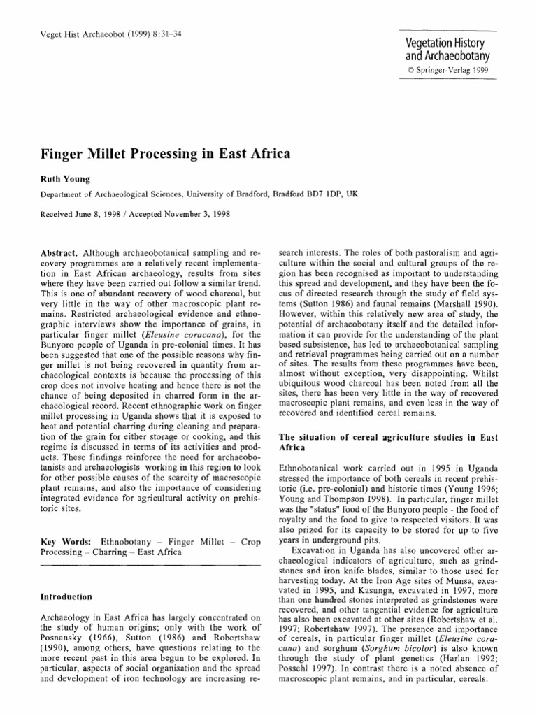 Finger Millet Processing in East Africa | PDF | Cereals | Crops