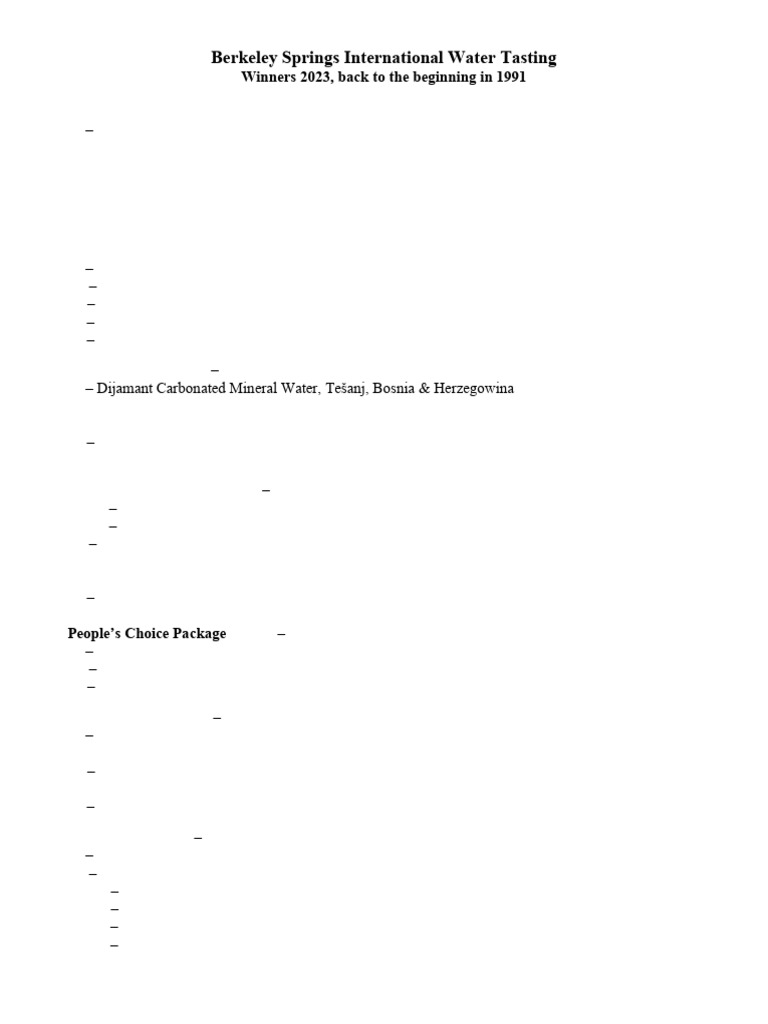 2023 Water Tasting Winners Overview | PDF | Bottled Water | Hydraulic ...
