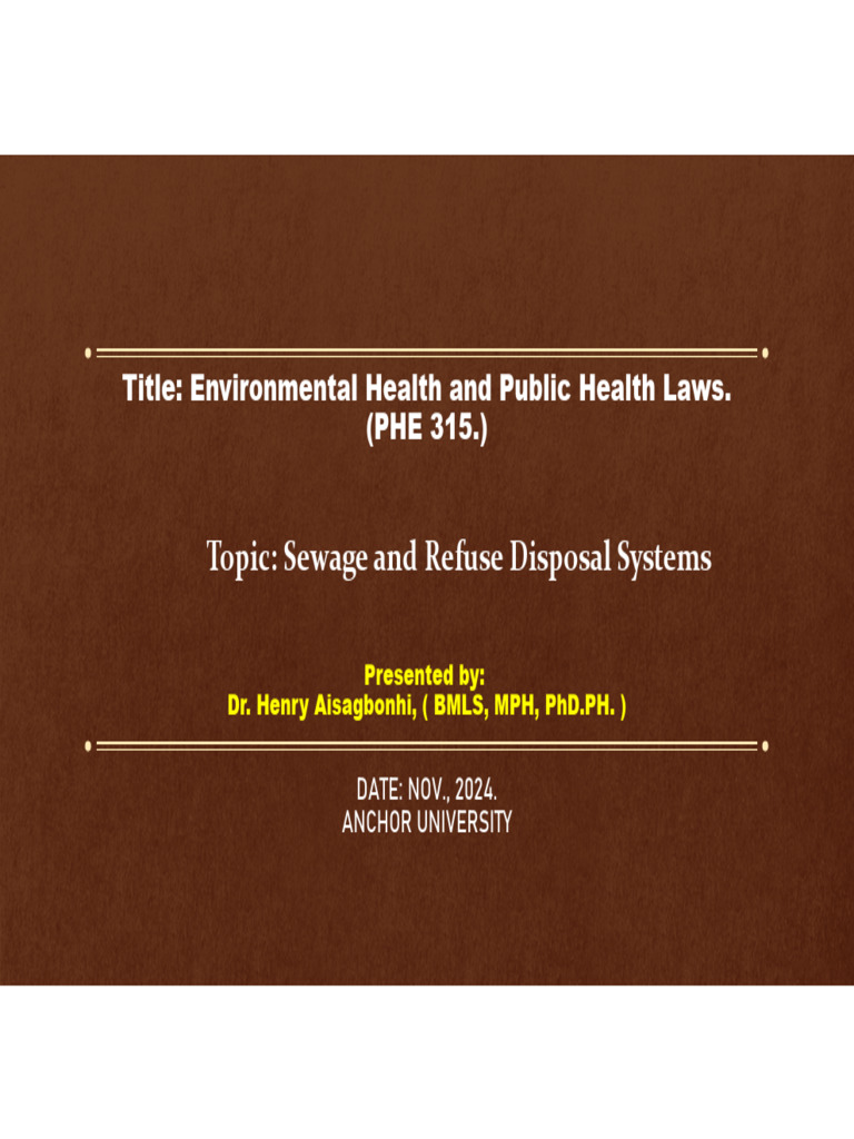 Course PHE 315 - Sewage and Refuse Disposal Systems | PDF | Sewage ...