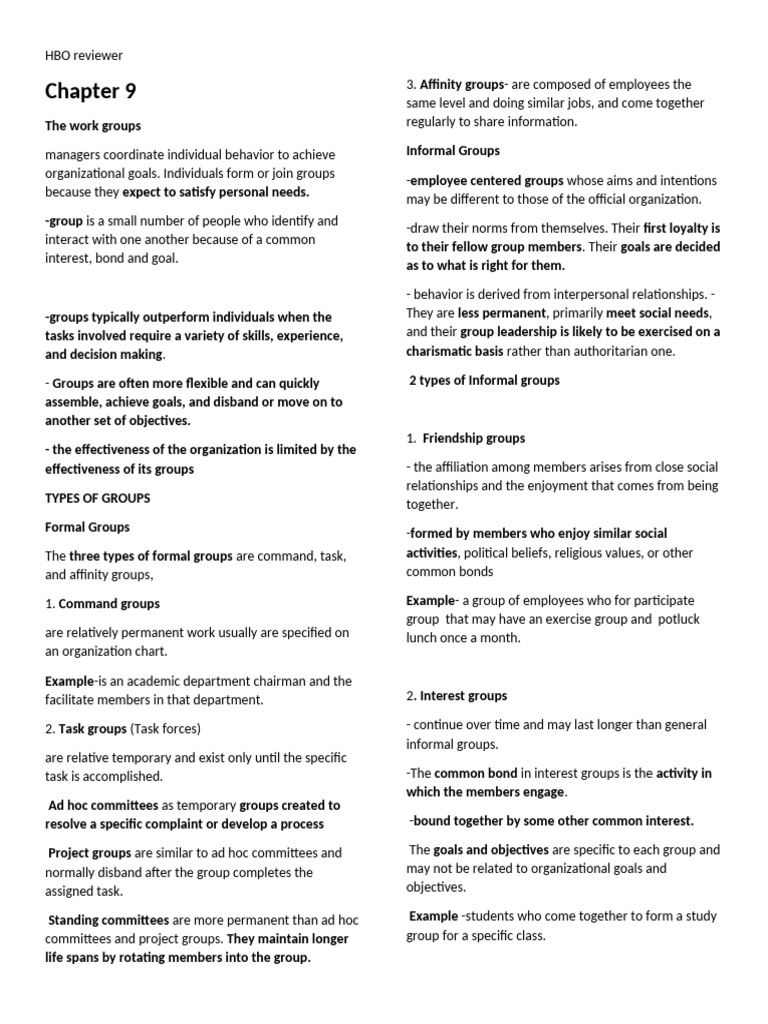CHAPTER-9-HBO-REVIEWER | PDF | Goal | Committee