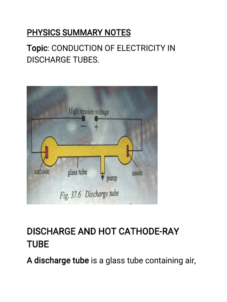 DISCHARGE TUBES | PDF | Vacuum Tube | Cathode