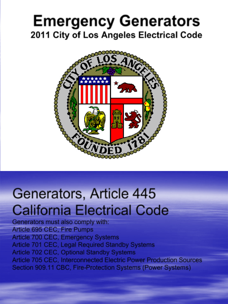 Emergency Generators LA Electrical Code | PDF | Electric Generator ...