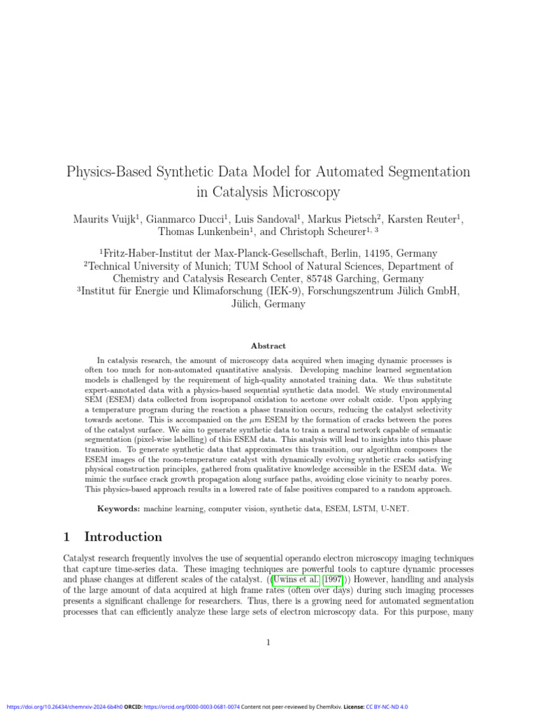 Physics Based Synthetic Data Model For Automated Segmentation in Catalysis Micros | PDF | Image ...