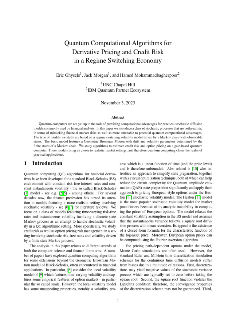 Quantum Algorithms for Financial Risk | PDF | Markov Chain | Applied ...