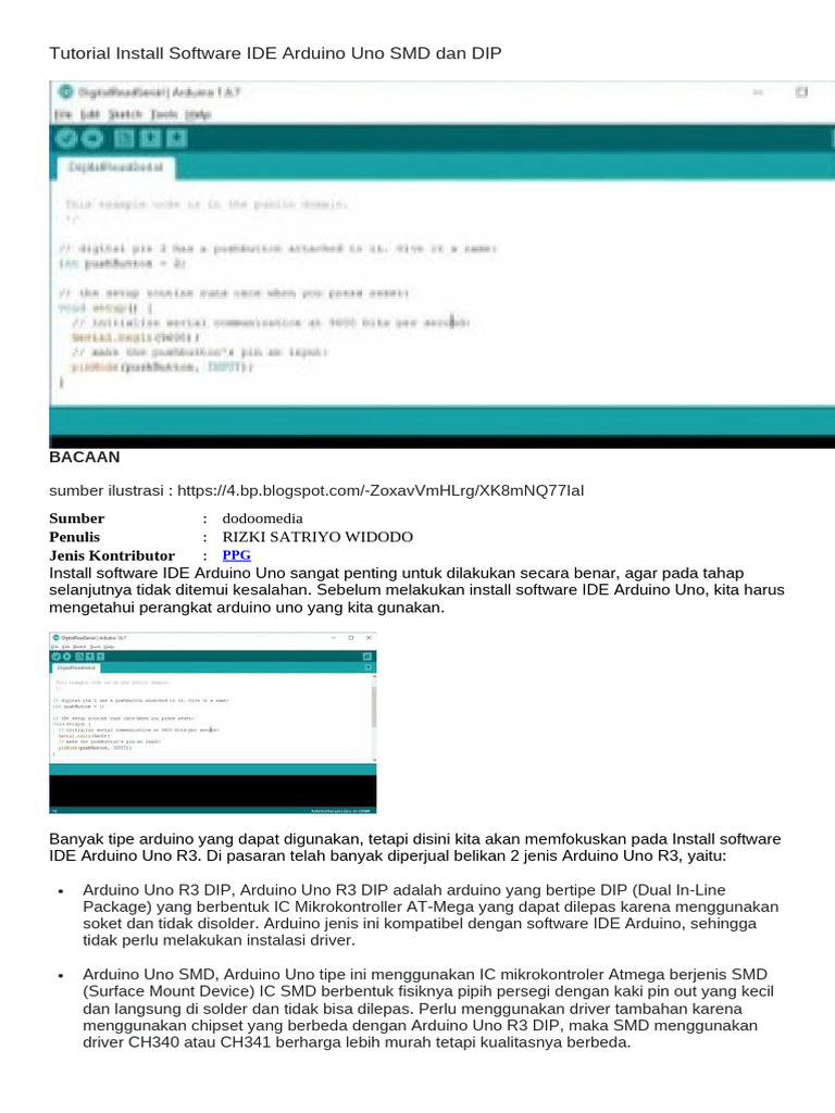 Tutorial Install Software IDE Arduino Uno SMD Dan DIP | PDF