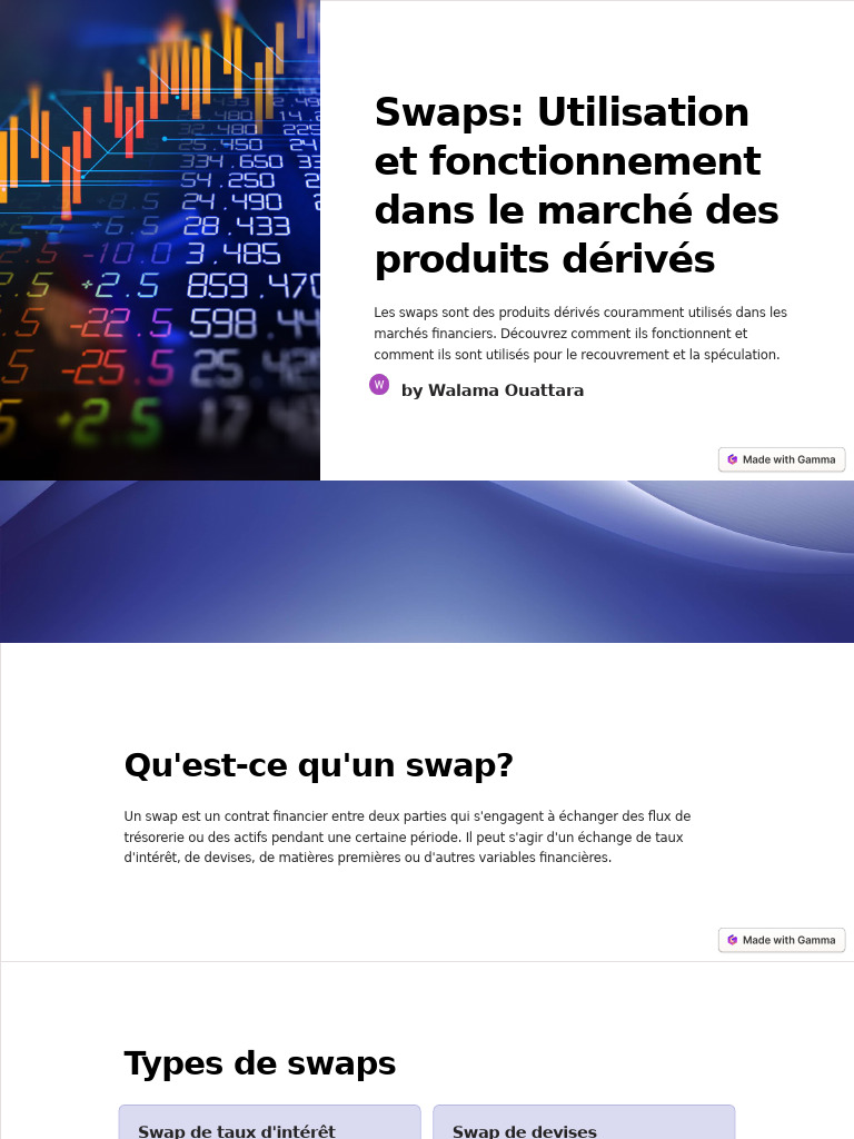 Swaps Utilisation Et Fonctionnement Dans Le Marche Des Produits Derives 2 | PDF