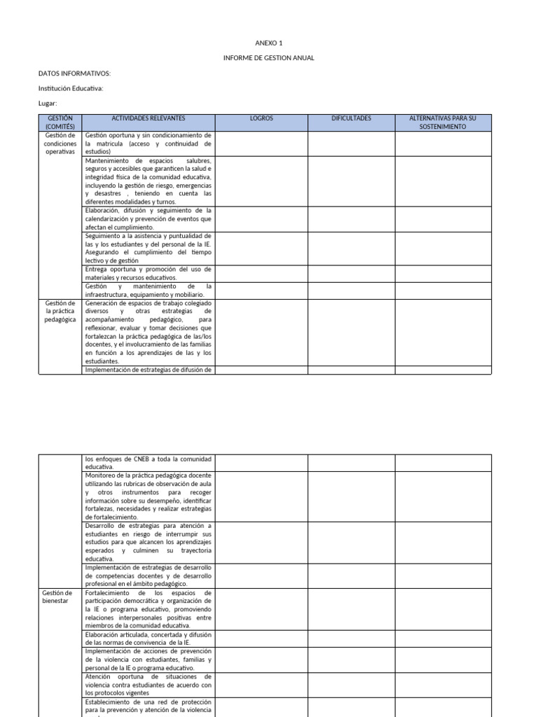 Informe de Gestion Anual 2024 | PDF | Pedagogía