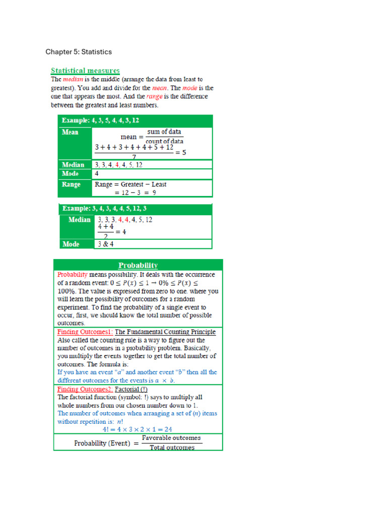 Ch5 Statistics | PDF