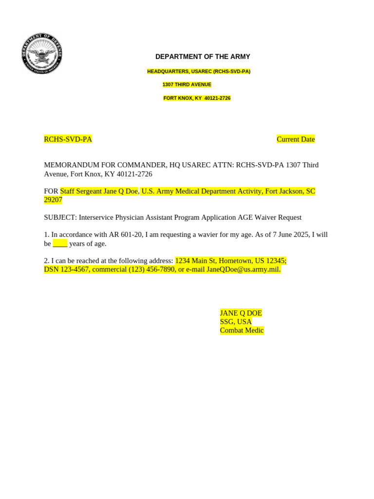 Age Waiver Request for PA Program | PDF