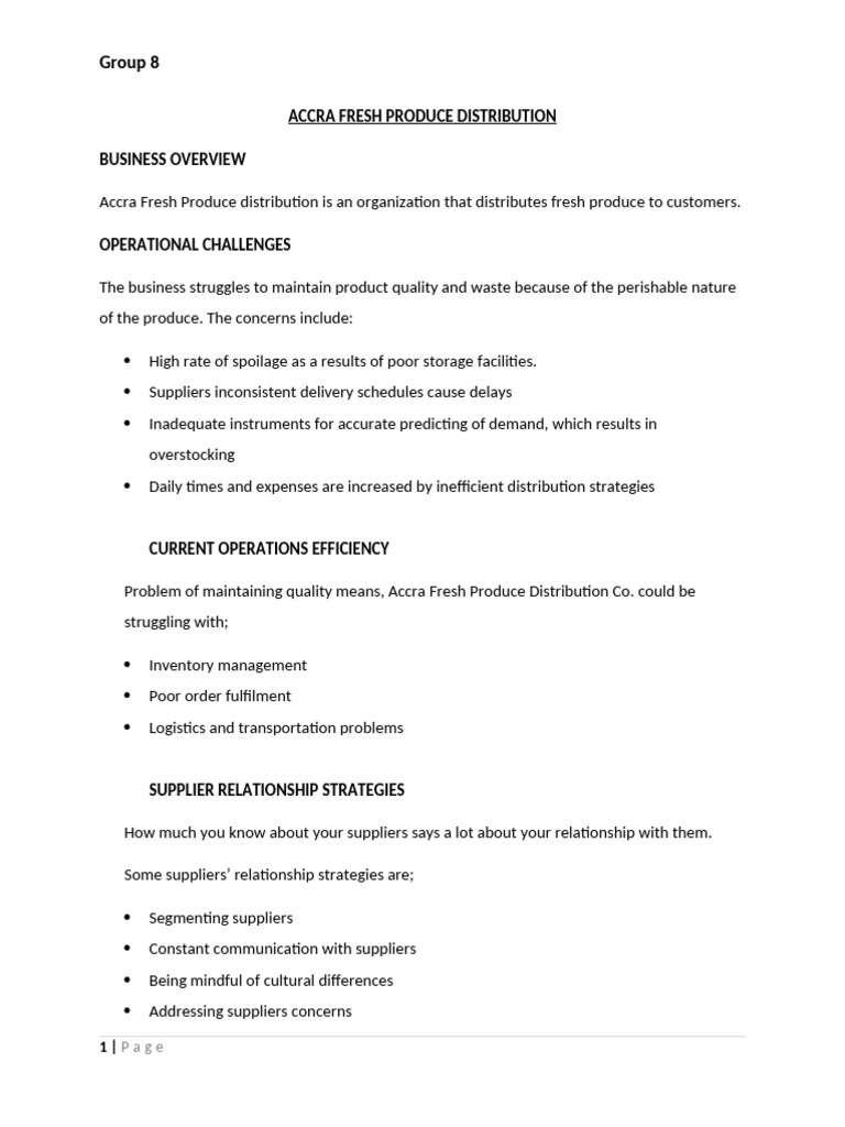 ACCRA FRESH PRODUCE DISTRIBUTION (GROUP 8) | PDF | Supply Chain | Inventory
