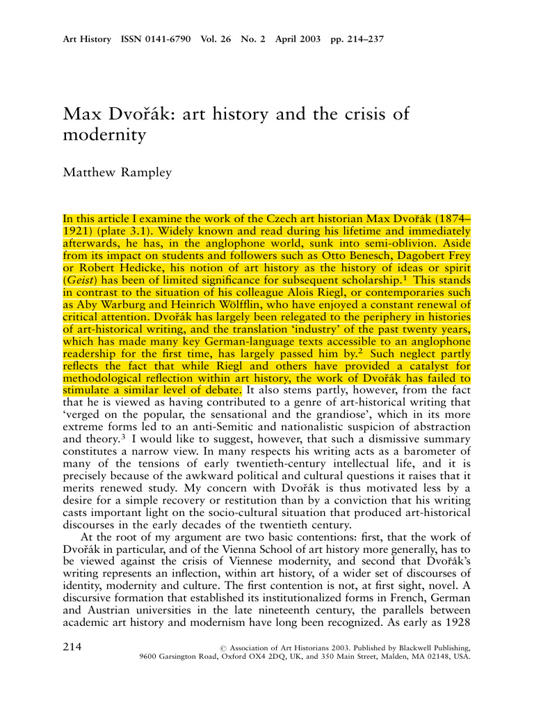 Max Dvořák: Art History's Modernity Crisis | PDF | Art History ...