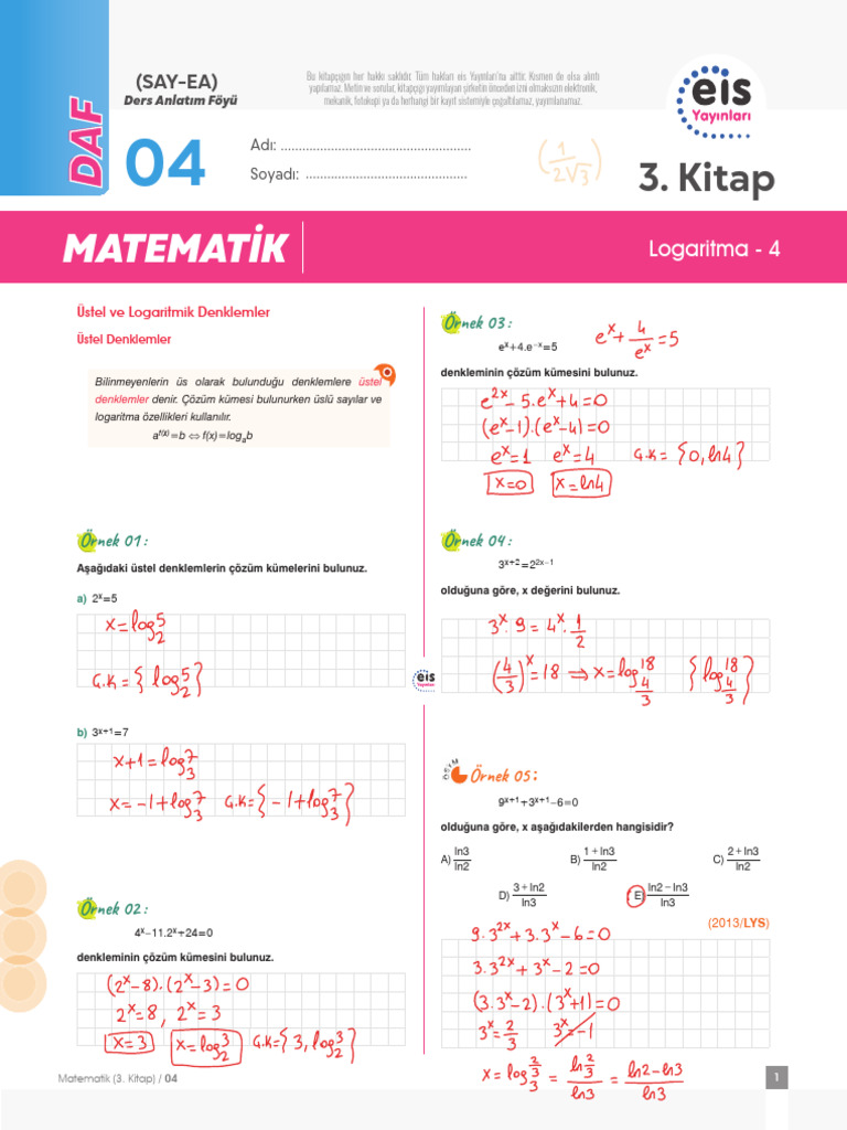 Ei̇s Mat Daf 3 Çözüm 3 | PDF