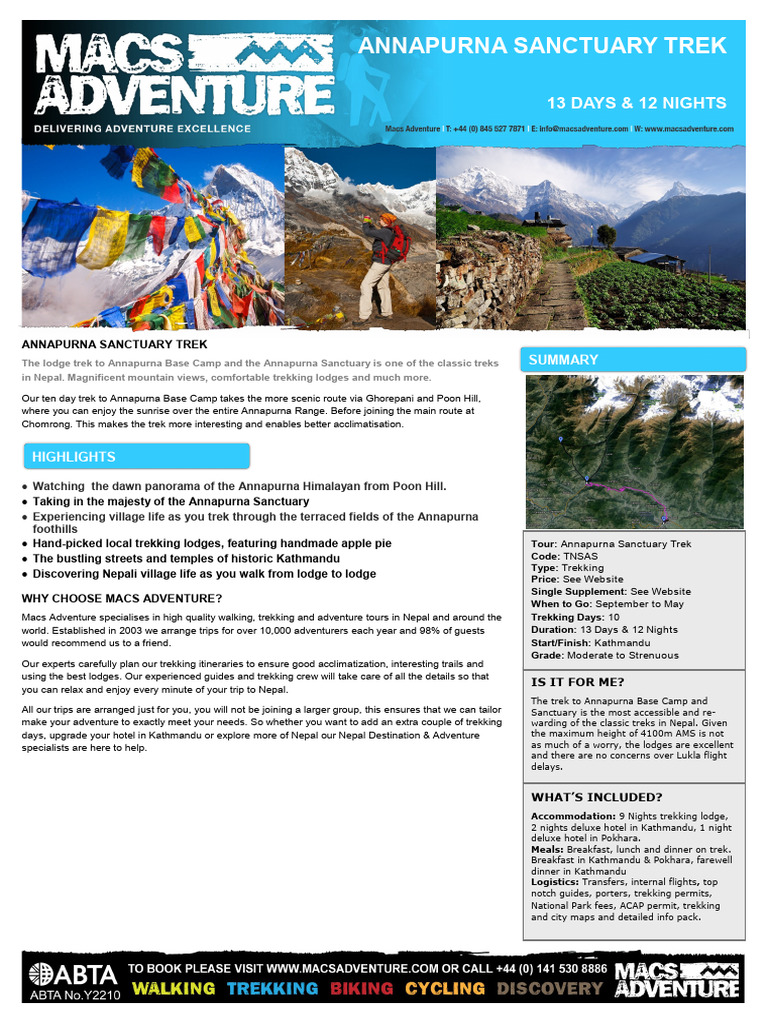 Annapurna Sanctuary Brochure-Random3 | PDF | Kathmandu | Nepal