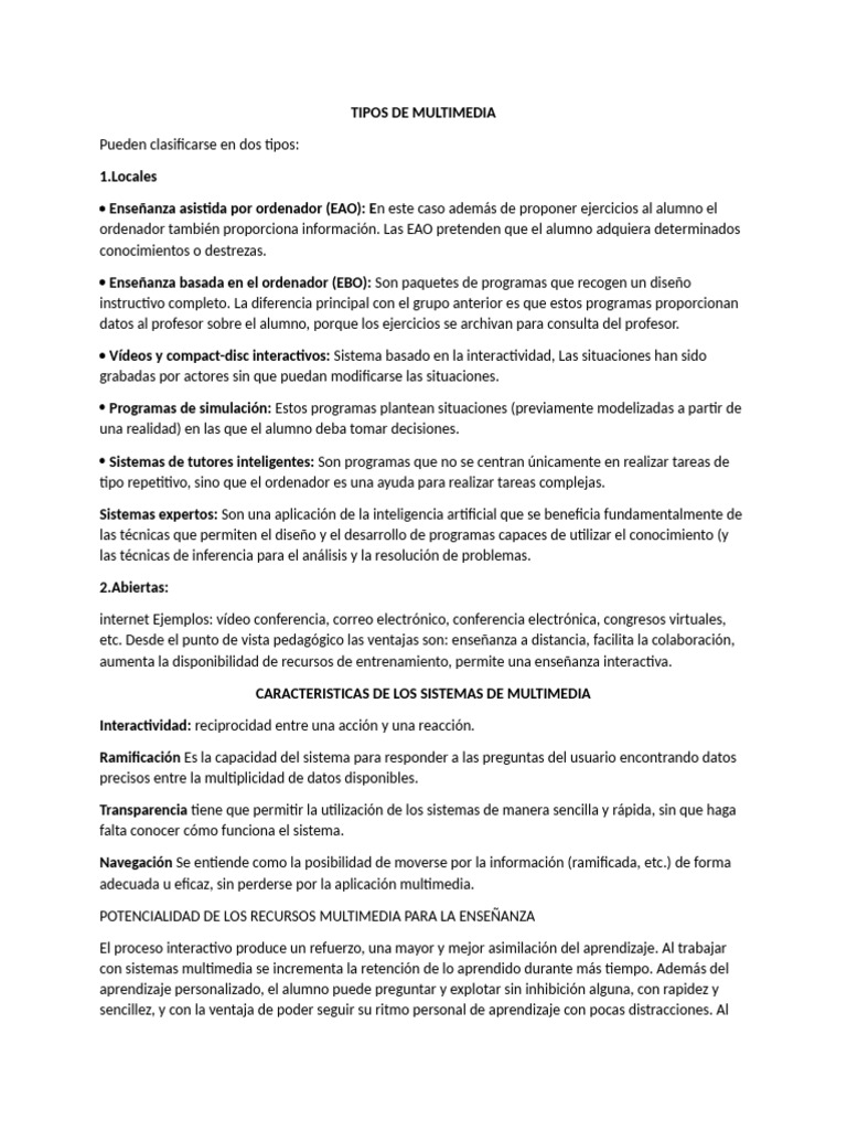 Tipos de Herramientas Multimedia Las Herramientas Multimedia | PDF | Multimedia | Enseñando
