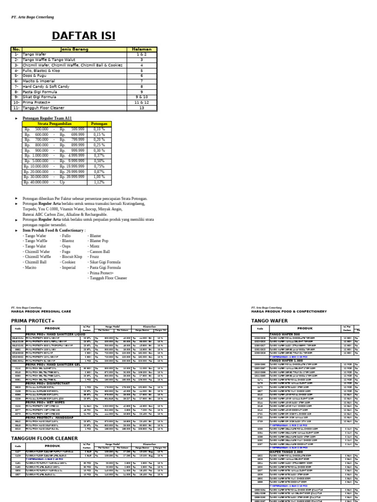 08.Daftar Harga AGT 2024 Arta - Div AB2 LP New (1) | PDF | Desserts | Biscuit