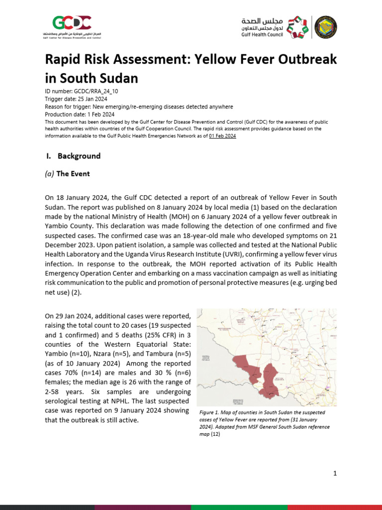 RRA - 24 - 10 Gulf Yellow Fever in South Sudan Rapid Risk Assessment ...